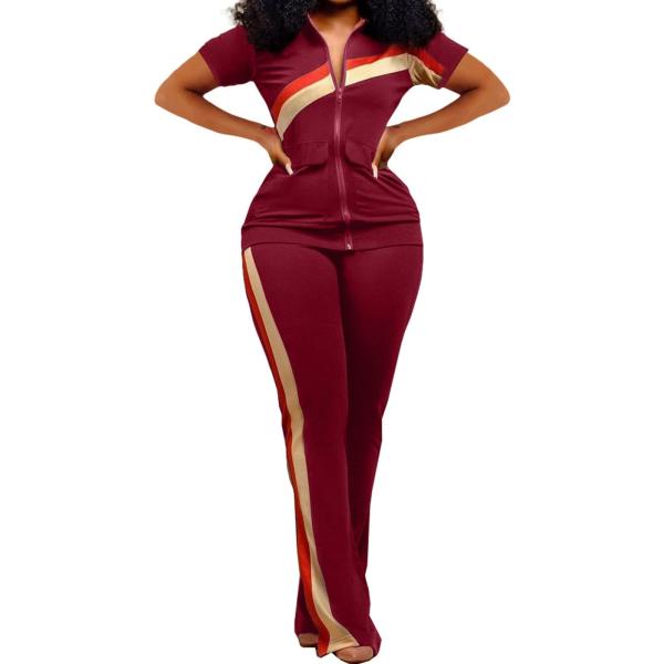 商品名:  PTOLOCIF Summer Tracksuits Outfits for Women 2 Piece Short Sleeve Full Zip Jacket and Pants Set Casual Lounge Outf...