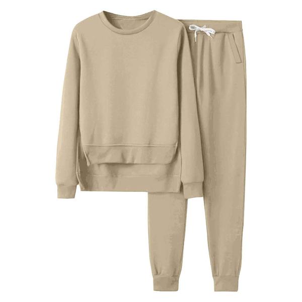 商品名:  Aitaliwer Women Sweatsuits 2 Piece Outfits, Crew Neck Sweatshirt Sweatpant Tracksuit Slit Irregular Hem Pullover L...