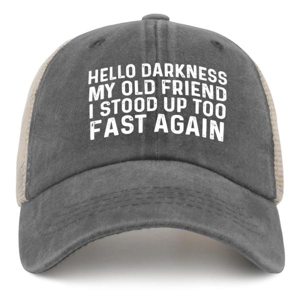 商品名:  galagro Hello Darkness My Old Friend I Stood Up Too Fast Again Trucker Hat Women Funny Mesh Cap for Summer, Gray02...