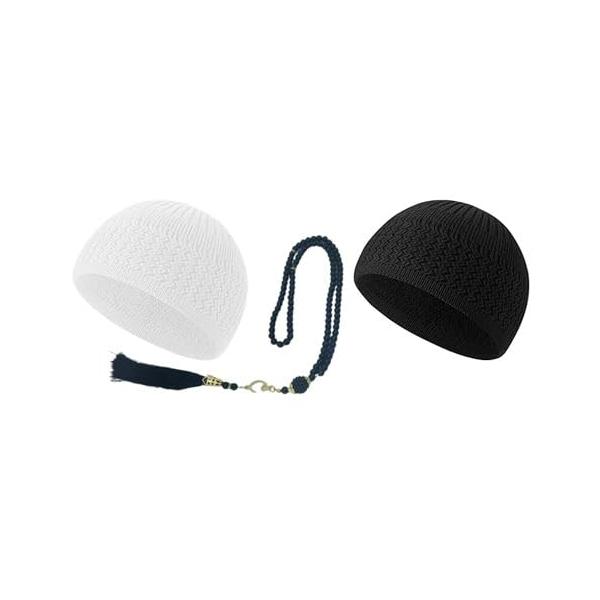 商品名:  Mirfa Namaz Cotton Topi, Knit Kufi Hat Skull Caps for Men Women Muslim Breathable Ramadan Beanie, Tasbih 100 Praye...