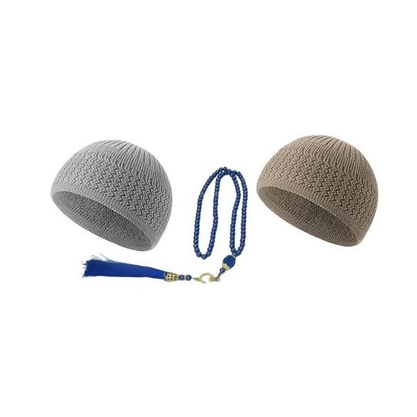 商品名:  Mirfa Namaz Cotton Topi, Knit Kufi Hat Skull Caps for Men Women Muslim Breathable Ramadan Beanie, Tasbih 100 Praye...