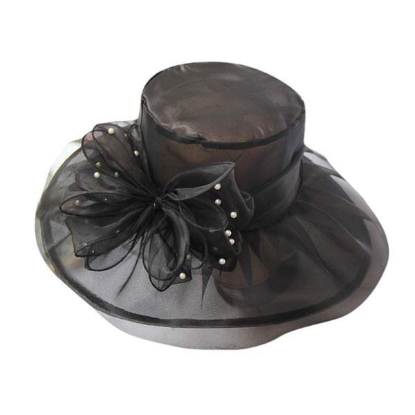 商品名:  Sun Fascinators Hat Women’s Wide Brim Summer Church Bridal Tea Party Wedding Hat Gifts Birthday Easter (Black, One...