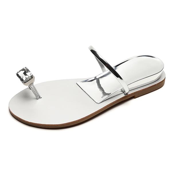 商品名:  Pucepen Women's Fashion Rhinestones Toe Ring Flats Slide Sandals Fashion Comfortable Slip On Wedge Heel Jeweled Cl...