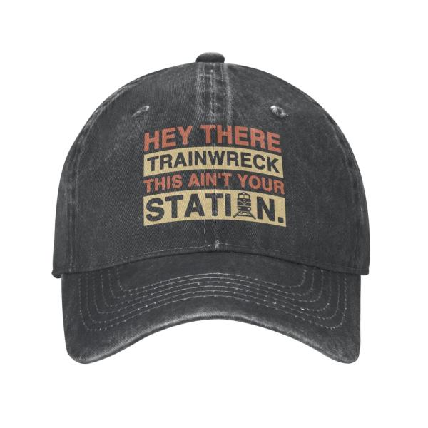 商品名:  Generic Hey There Trainwreck Hats for Men Hey There Trainwreck This Ain't Your Station Low Profile Cap for Mens Hi...