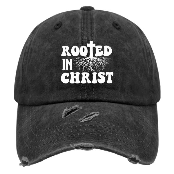 商品名:  Generic Rooted in Christ Hats for Womens Washed Distressed Baseball Cap Funny Washed Ball Cap Cotton, Allblackブランド...
