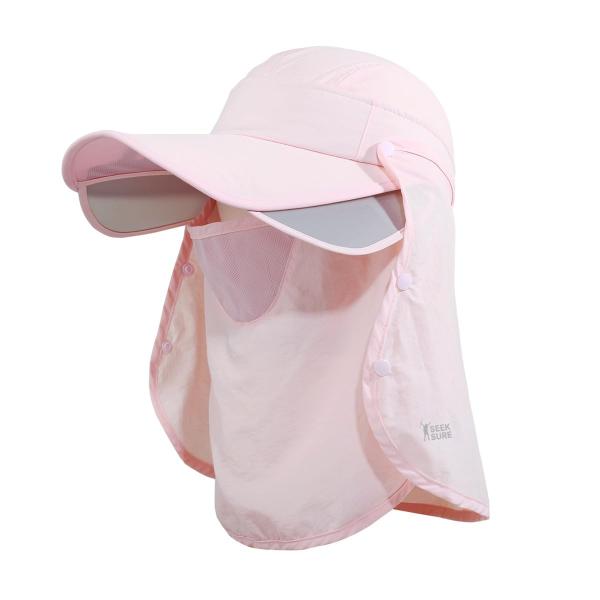商品名:  Sun Hat with Neck Flap, Wide Brim Sun Protection Hats Retractable Visor Beach Cap Hat for Men and Women, Pinkブランド:...
