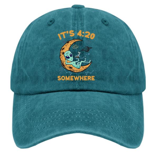 商品名:  It's 420 Somewhere Weed Moon Alien Hats Trucker hat Women Cyan Blue Running hat Men Gifts for Mom Sun Capsブランド: Ge...