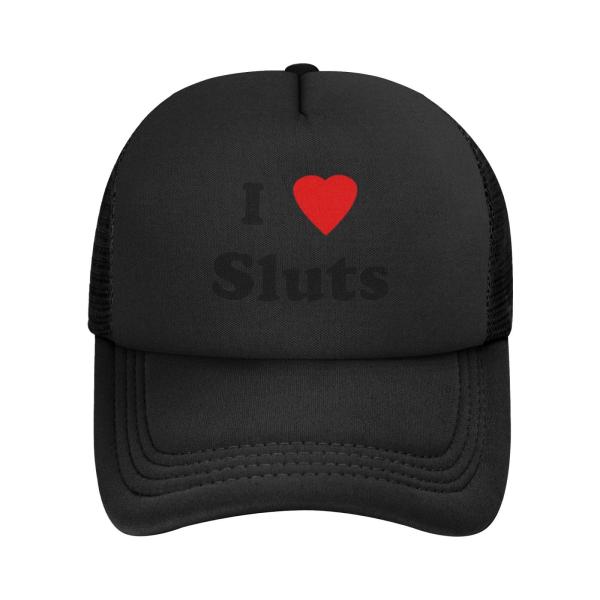 商品名:  I Love Sluts I Love Hot Sluts Trucker Hat Women Mesh Baseball Cap Cowboy Hat Men Dad Hat Adjustable Snapback Hat B...