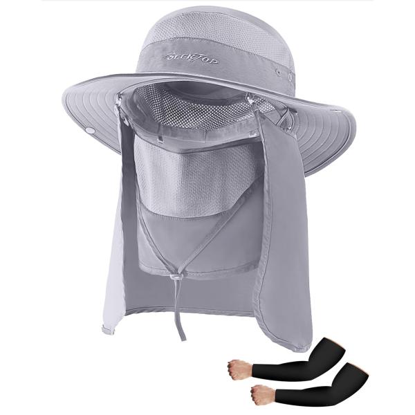 商品名:  Fishing Hat for Men &amp; Women, Outdoor UV Sun Protection Wide Brim Hat with Face Cover &amp; Neck Flap for Hikin...
