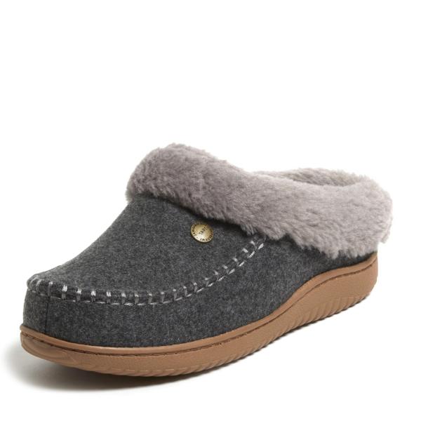 商品名: Dearfoams Women's Atley Indoor Outdoor House Shoe Fuzzy Memeory Foam Clog Slipper, Dark Heather Grey, 7 Dearfoams W...