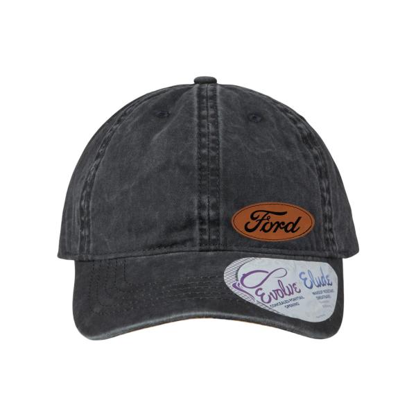 商品名:  Ford Oval Script Logo Side Panel Leather Engraved Patch Womens Ponytail High Messy Bun Trucker Hat Cap Black Leopa...