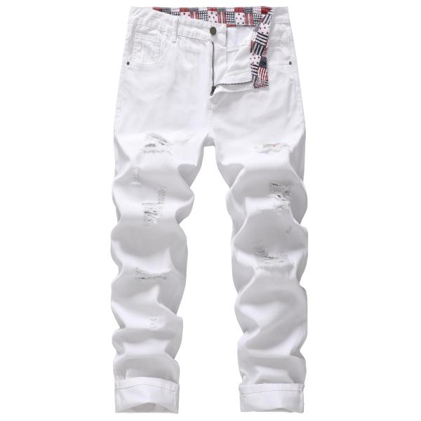 商品名:  MZNBURAM Men's Non-Stretch Regular Fit Straight-Leg Denim Pants Jeans (38, White Ripped)ブランド: MZNBURAM商品サイズ: 38高さ:...