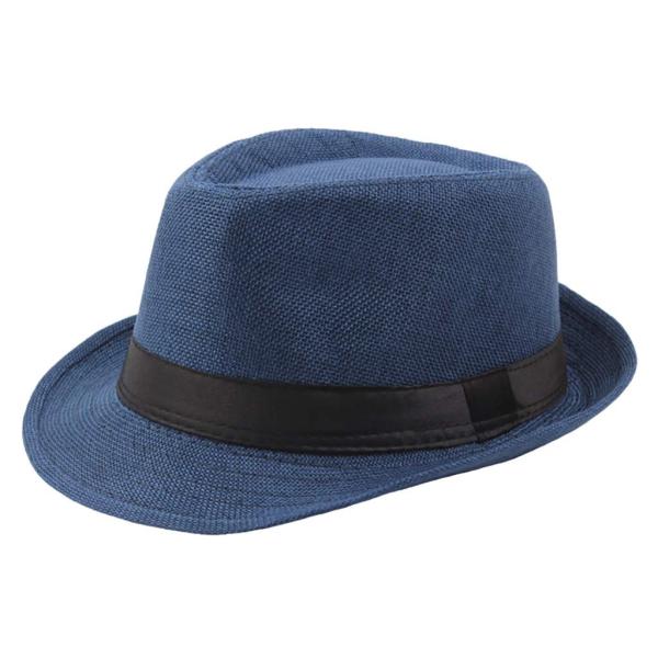 商品名:  FUDERU Classic Fedoras Hats for Women Men Panama Beach Sun Summer Roll Up Short Brim Panama Hat with (A-Blue, One ...