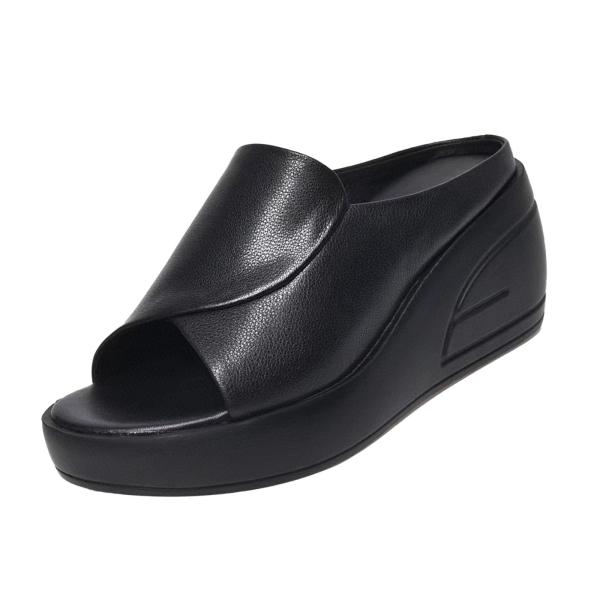商品名:  Women's Fish Mouth Platform Wedge Slippers,Lightweight Comfy Backless Mules Open Toe Non-slip Softsole Boho Beach ...
