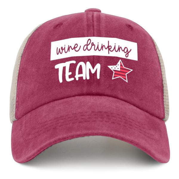 商品名:  BEIXBE Wine Drinking Team Trucker Hat Women Funny Mesh Cap for Summer, Rose Redブランド: BEIXBE商品サイズ: One Size高さ: 1.77...