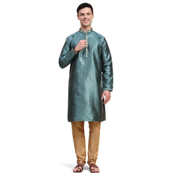 商品名:  SKAVIJ Men's Embroidered Kurta Pajama Set Jacquard Silk Ethnic Motifs 2-Piece Set (Medium, Green)ブランド: SKAVIJ商品サイズ...