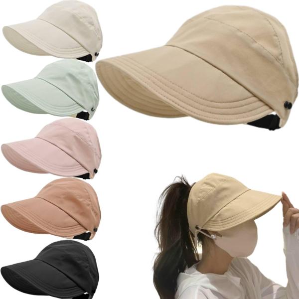 商品名:  2024 New Women's Large Brim Sun Hats for Women Uv Protection Hollow Top Sun Hat Packable Sun Hat Women Khakiブランド: ...