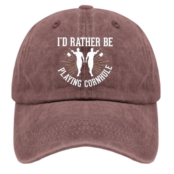 商品名:  Delouta I'd Rather Be Playing Cornhole Funny Cornhole Player Sun Hat Funny Trucker Hat Wine Red Baseball Hat Gifts...
