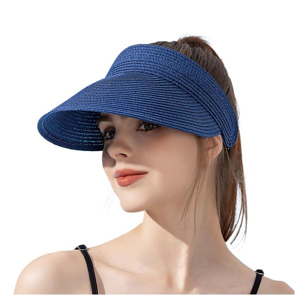 商品名:  GOXIANG Sun Visor Hats for Women Wide Brim Straw Hats Ponytail Summer Beach Hat UV Protection 2024 Breathable Stra...