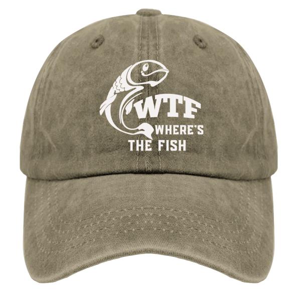 商品名:  Generic WTF Where's The Fish Cap Funny Vintage Cotton Washed Baseball Caps Adjustable Low Profile Dad Hat, Pigment...