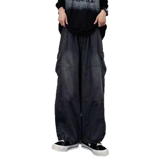 商品名:  DYYLZYJ Jeans for Men Womens Baggy Cargo Pants Y2K Parachute Pants with Pockets (Large,Black)ブランド: DYYLZYJ商品サイズ: L...
