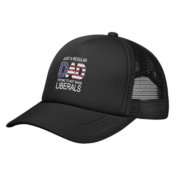 商品名:  Generic Just A Regular Dad Trying Not to Raise Liberals Hat Funny Mesh Baseball Cap Trucker Hats Golf Sunhat for M...