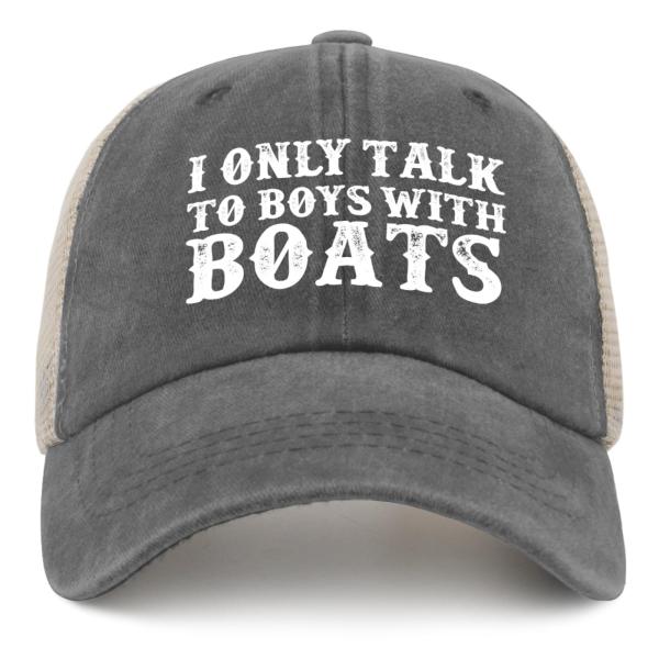 商品名:  BEIXBE I ONLY Talk to Boys with Boats Trucker Hat Women Vintage Mesh Hat for Fall Grayブランド: BEIXBE商品サイズ: One Size高...