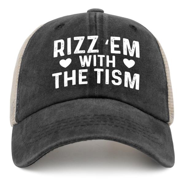 商品名:  BEIXBE Rizz Em with The Tism Trucker Hat Women Trendy Mesh Hat for Fall Blackブランド: BEIXBE商品サイズ: One Size高さ: 1.778c...