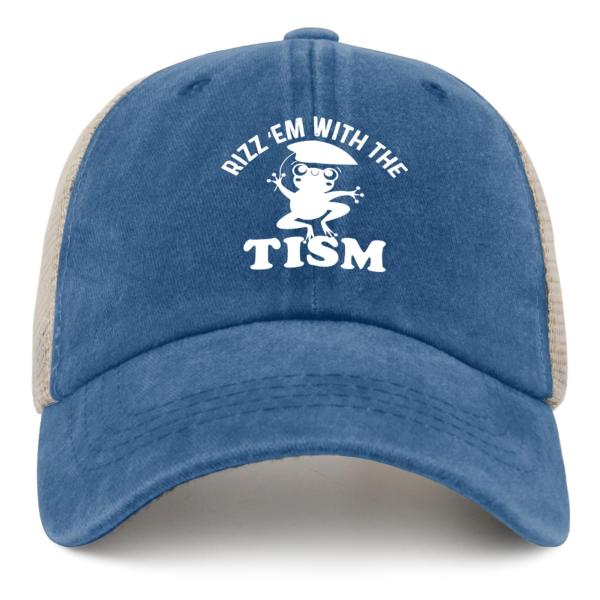 商品名:  BEIXBE Rizz Em with The Tism Trucker Hat Men Trendy Mesh Cap for Fall Blueブランド: BEIXBE商品サイズ: One Size高さ: 1.778cm横幅...