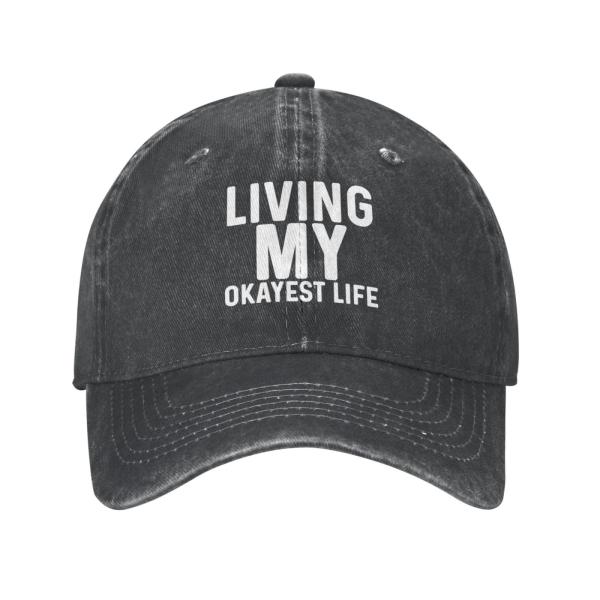 商品名:  Elixvsoer Living My Okayest Life Hat Women Baseball Hat Fashionable Hat Blackブランド: Elixvsoer商品サイズ: One Size高さ: 1.7...