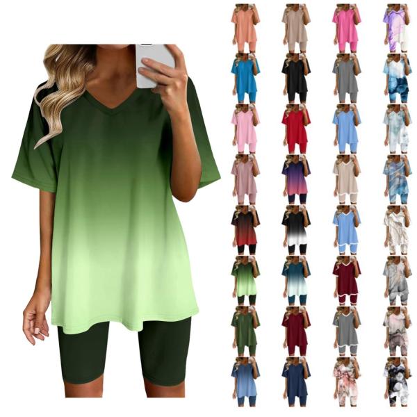 商品名:  Tthxqing Two Piece Outfits for Women Jogging Suits Workout Shorts Sets T-Shirt Tops Biker Shorts Workout Sports Tr...