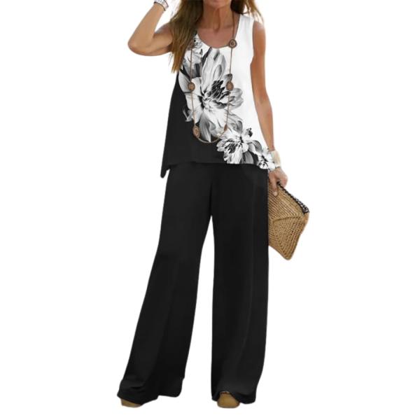 商品名:  ZOCAVIA 2 Piece Outfits for Women Summer Boho Floral Printed Tank Wide Legged Pants Matching Set Casual Loose Slee...