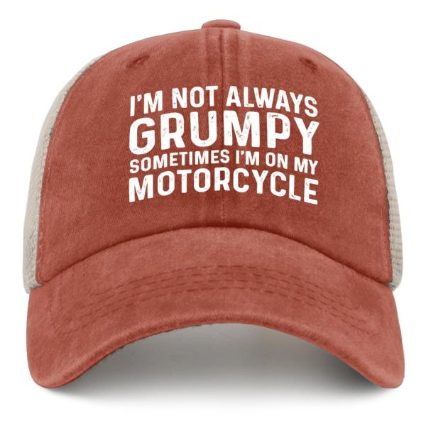 商品名:  Georgeston I'm Not Always Grumpy Sometimes I'm On My Motorcycle Hat Trucker Hat Women Funny Mesh Baseball Cap for ...