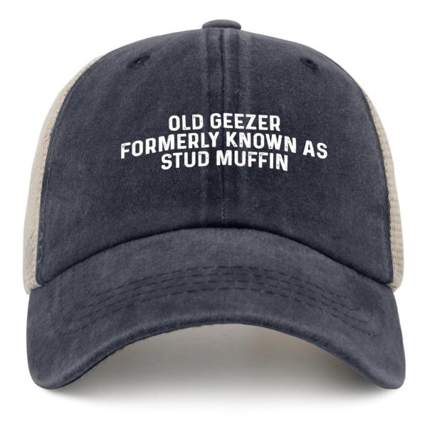 商品名:  Georgeston Old Geezer Formerly Known As Stud Muffin Trucker Hat Men Vintage Mesh Baseball Cap for Summer Navy Blue...