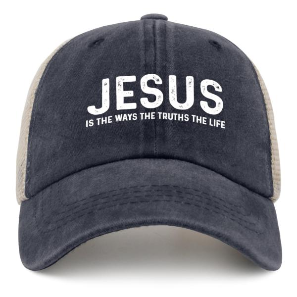 商品名:  Georgeston Jesus is The Ways The Truths and The Life Hat Trucker Hat Women Trendy Mesh Hats for Summer Navy Blueブラ...