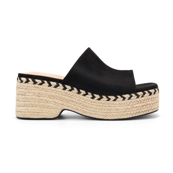 商品名: Monrovia レディース サンダル プラットフォーム スライドサンダル 夏 快適 ドレッシー オープントゥ エスパドリーユ ウェッジ ヒール スリッポン ビーチ スリッパ シューズ サンダル, ブラックスエード, 7 Monr...