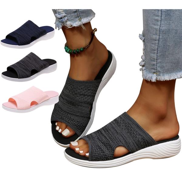 商品名:  Summer Washable Slingback Orthopedic Slide Sport Sandals, Womens Mesh Knit Slip on Sandals Flat Casual Open Toe Sl...