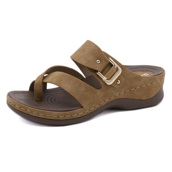 商品名:  JOEUSTY Women's Casual Toe Ring Low Wedges Sandals with Arch Support Slip On Comfortable Summer Beach Thong Sandal...