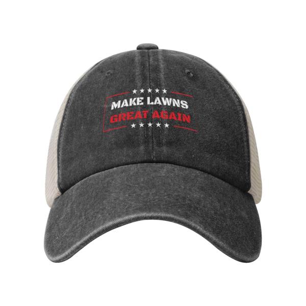 商品名:  YVNUM Make Lawns Great Again Funny Lawn Mowing Cowboy Trucker Hat Adjustable Vintage Mesh Baseball Cap Dad Hat,Bla...