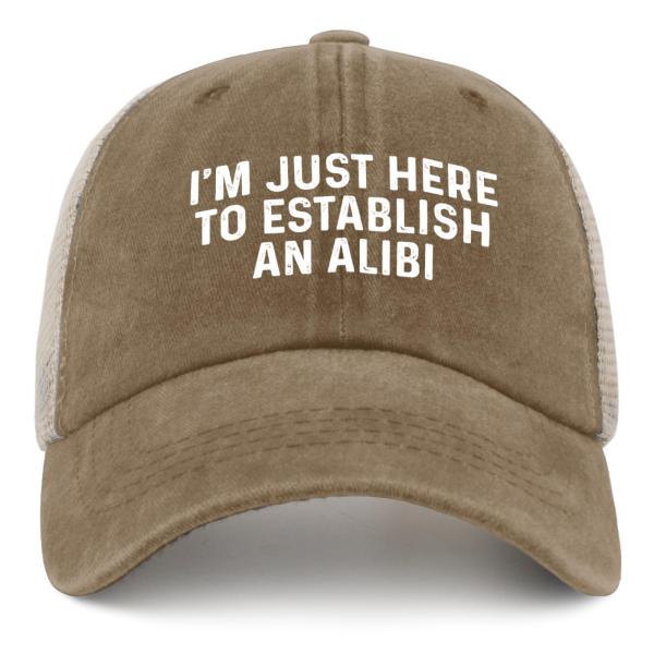 商品名:  I'm Just Here to Establish an Alibi Trucker Hat Women Vintage Mesh Cap for Summer Naturalブランド: Ositerpz商品サイズ: One ...