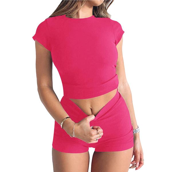 商品名:  MSLG Short Sets Women 2 Piece Outfits Summer Casual Round Neck Short Sleeve Tops Workout Tracksuit Slim Fit Shirts...