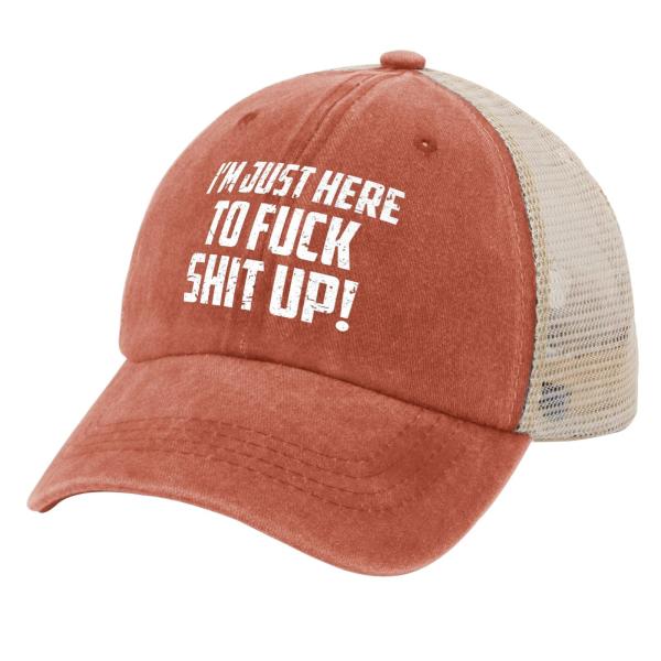 商品名:  Generic Funny Hats I'm Just Here to Fuck Shit Up Hats for Women Men Saffron Dad Hats Baseball Hats Vintage Hatブランド...