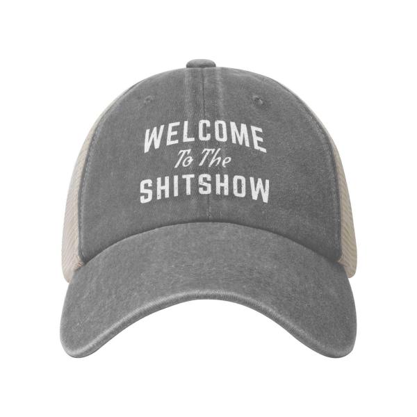 商品名:  Welcome to The Shitshow Cowboy Hat Vintage Mesh Baseball Cap Women Trucker Hat Men Dad Hat Snapback Hat Grayブランド: ...