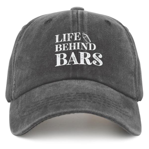 商品名:  Generic Life Behind Bars Bartender Funny Fathers Day Hats Army hat Pigment Black Funny Hats Gifts for Mom Beach Ca...