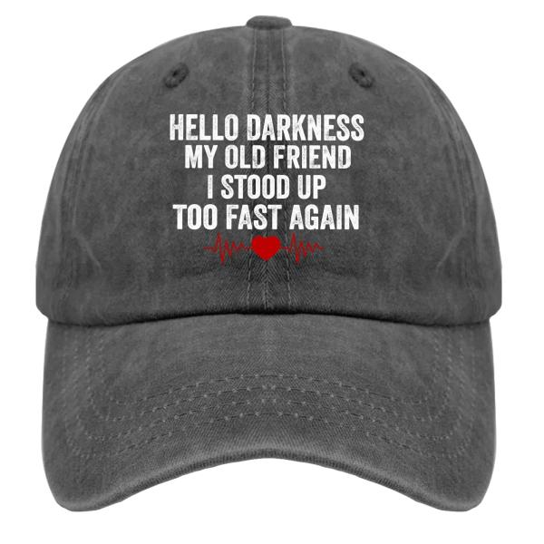 商品名:  DIYANG Hello Darkness My Old Friends I Stood Up Too Fast Again Hat Daddy Hat Pigment Black Mens Hat Gifts forブランド:...