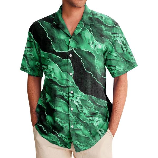 商品名:  Ymosrh Lightning Deals, Casual Short Sleeve Summer Hawaiian Print Shirt Fashion Button Up Shirts (4XL, Green)ブランド:...