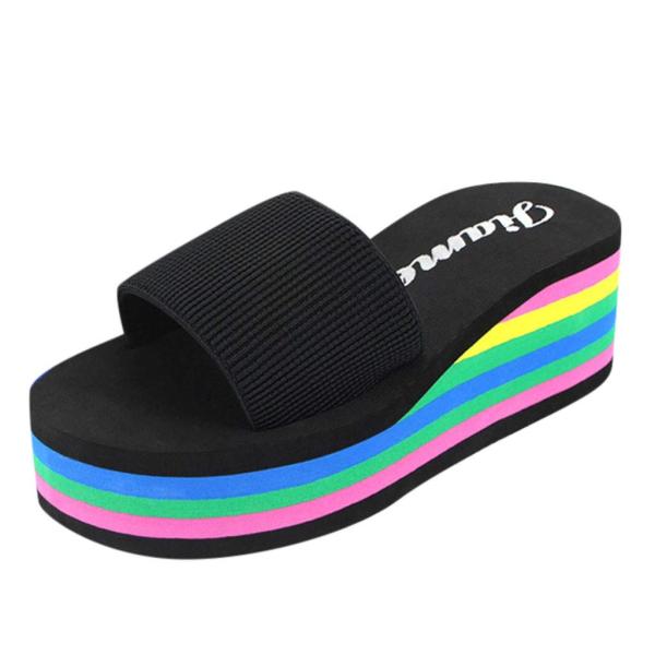 商品名:  JEUROT Wedges Heels for Women Open Toe Rainbow Comfortable High Platform Slip On Casual Beach Slides Y2k Walking S...
