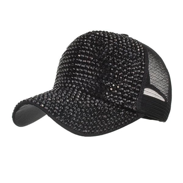 商品名:  Generic Baseball Cap Rhinestone Ponytail Hat for Women, Adjustable Casual Sports Caps Bling Breathable Sun Hat (Bl...