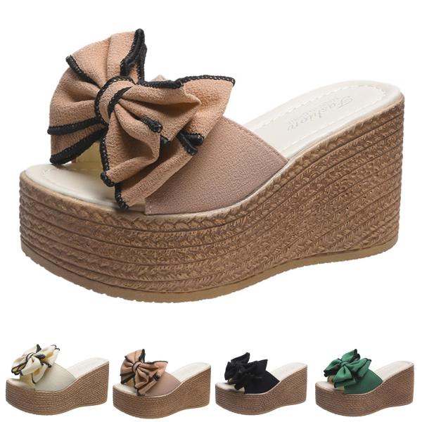 商品名:  GERRIT Women's High Heeled Bow-Knot Platform Wedge Flip-Flops Beach Sandals Fashion Espadrille Slippers Summer bow...