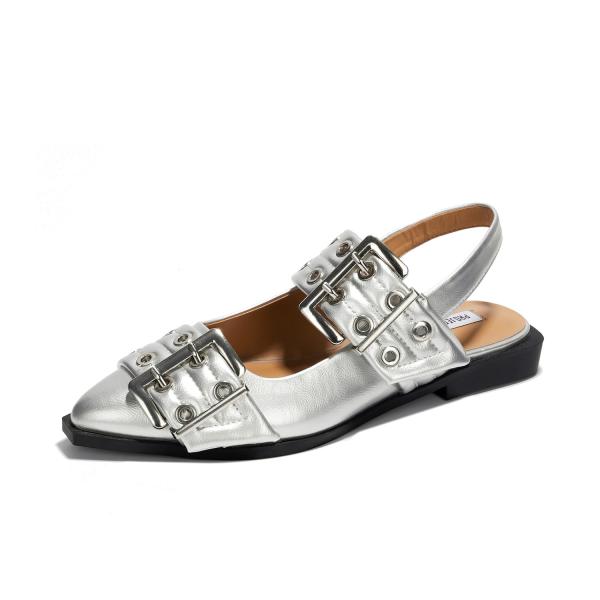 商品名: Project Cloud フラット レディース レザーインソール付き - レディースシューズ&amp;レディースパンプス - ポインテッドトゥヒール / メモリーフォーム - ストラップ&amp;スリングバックサンダル付きパンプ...